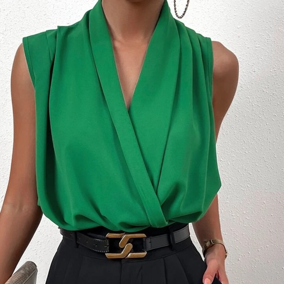 Tops | Luxe Drapey Sleeveless Minimalist Blouse | Poshmark